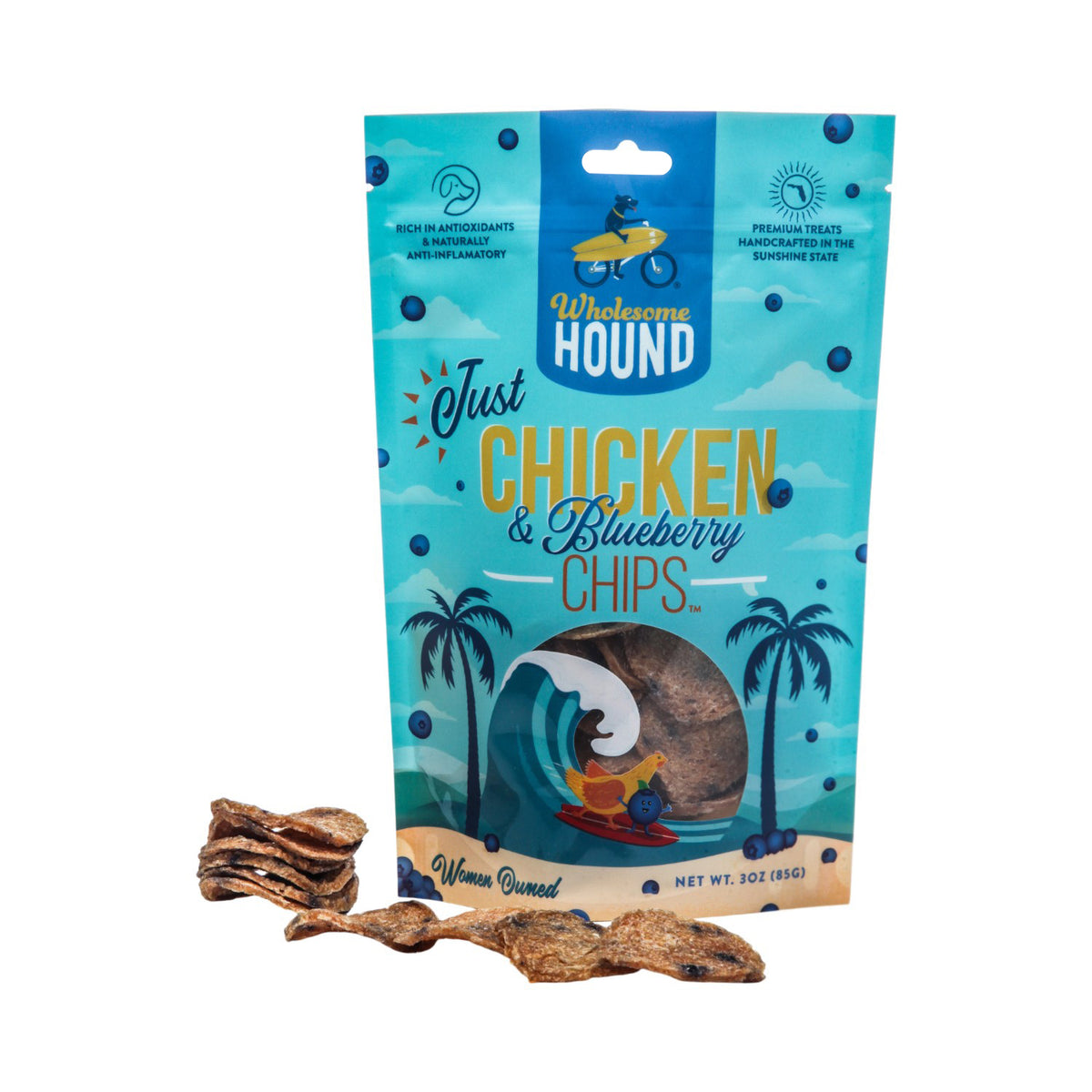 Just Chicken & Blueberry Chips 3oz – Wholesome Hound